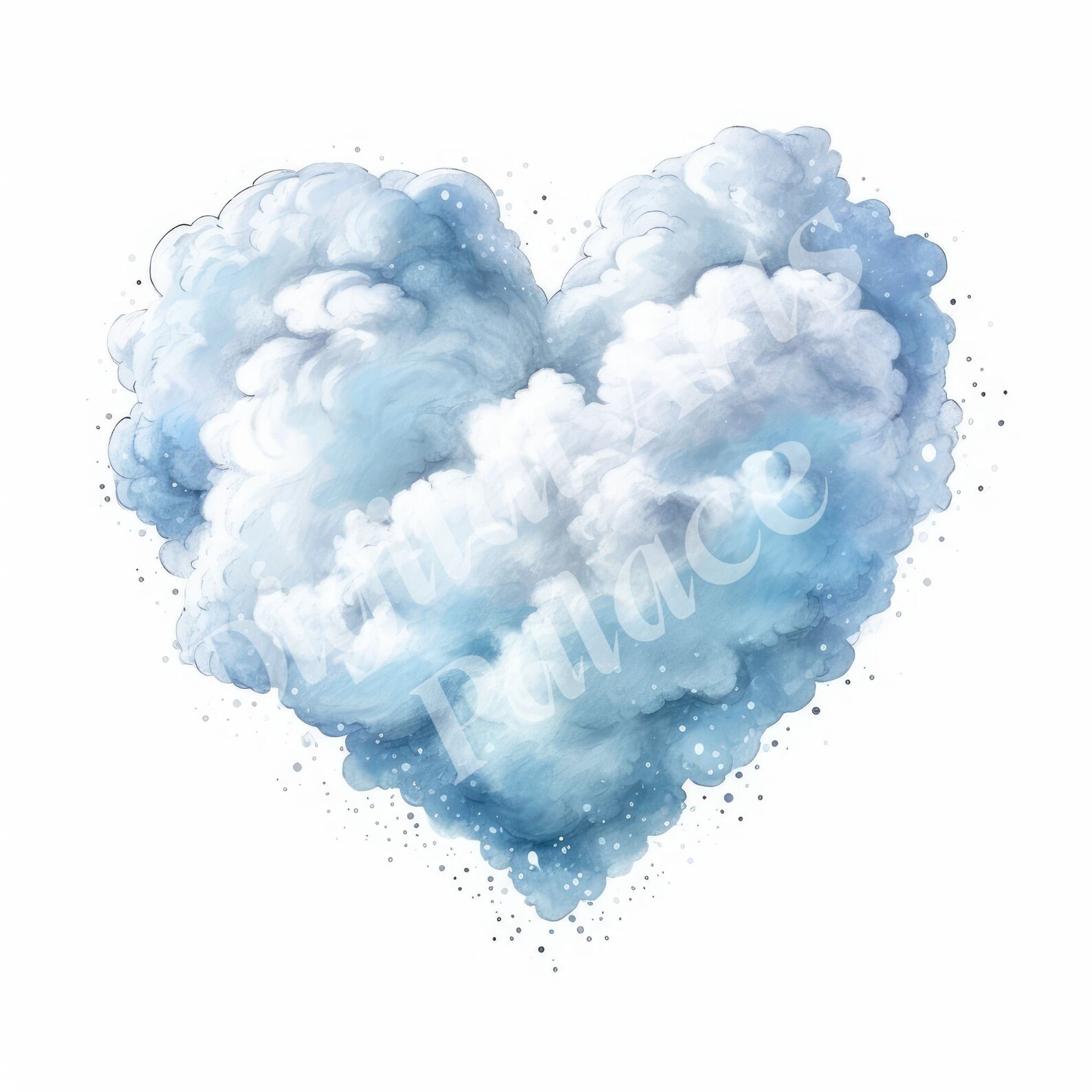 Heart Cloud Clipart, Cloud Clipart, Jpgs, Instant Digital Download ...