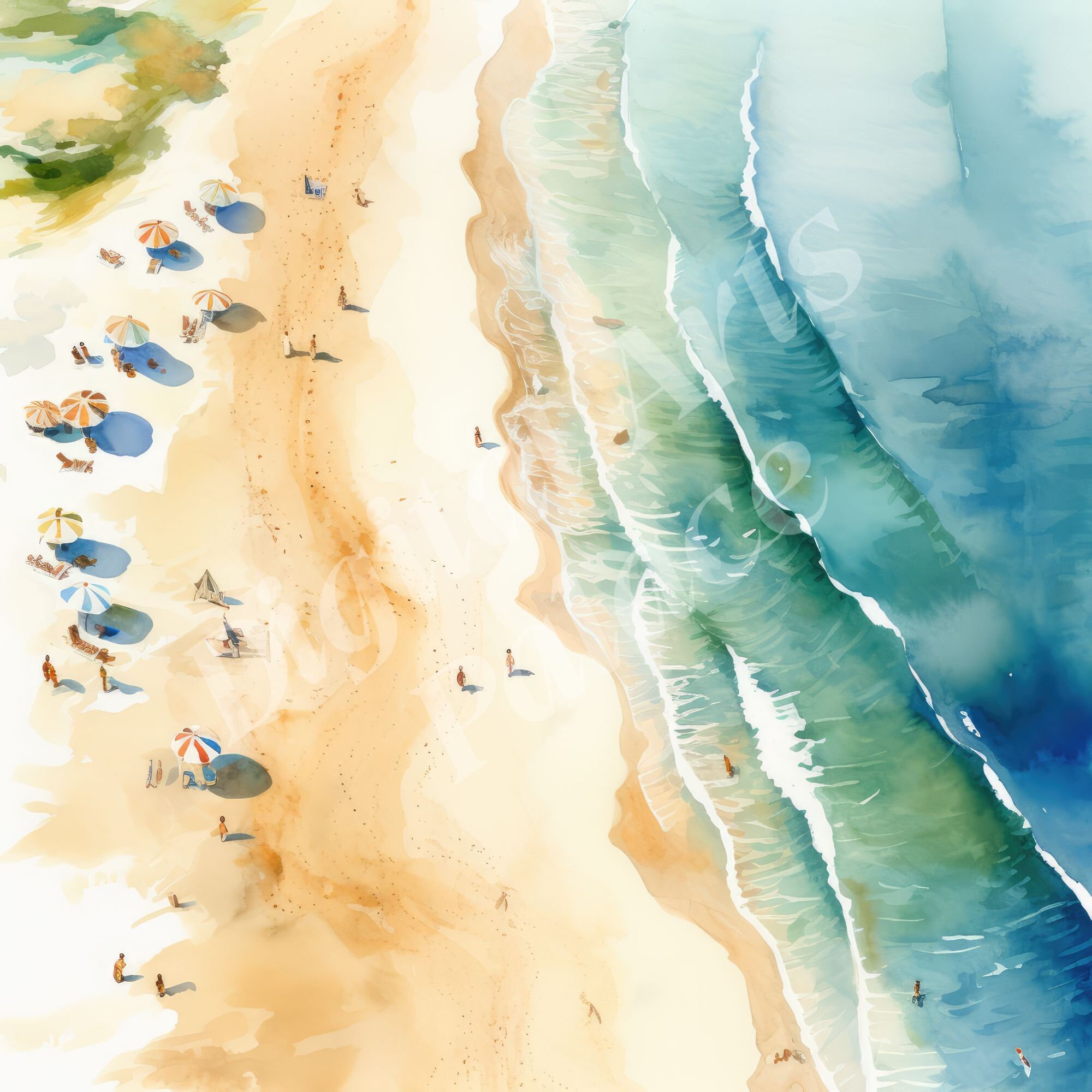 Beach Clipart Watercolor Beach Clipart Jpgs Instant Digital - Etsy