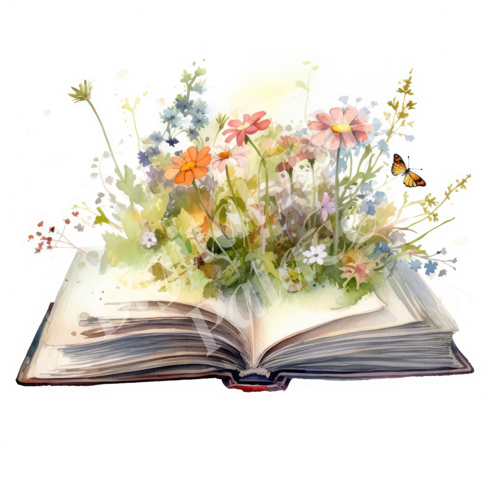 Floral Open Book Clipart Bundle, Fantasy Open Book Clipart, Jpgs ...