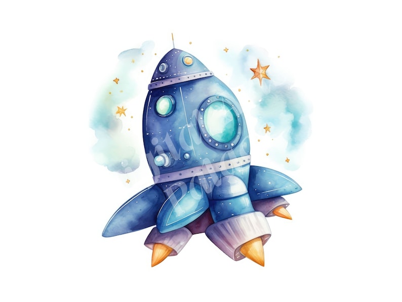 Cute Spaceship Clipart Watercolor Spaceship Clipart Jpgs - Etsy