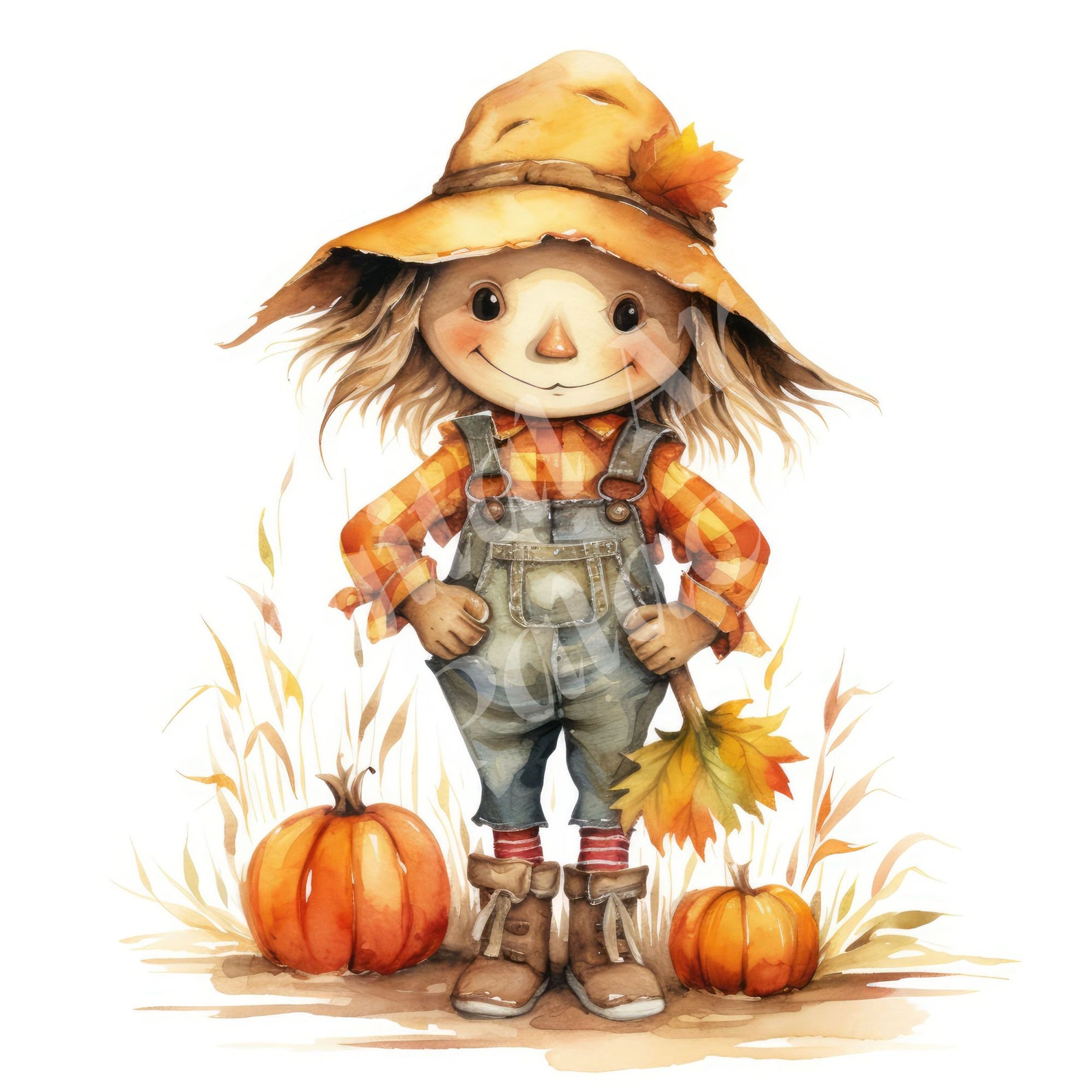Cute Scarecrow Clipart Bundle, Fall Autumn Thanksgiving Clipart, Jpgs ...
