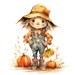 Cute Scarecrow Clipart Bundle, Fall Autumn Thanksgiving Clipart, Jpgs ...