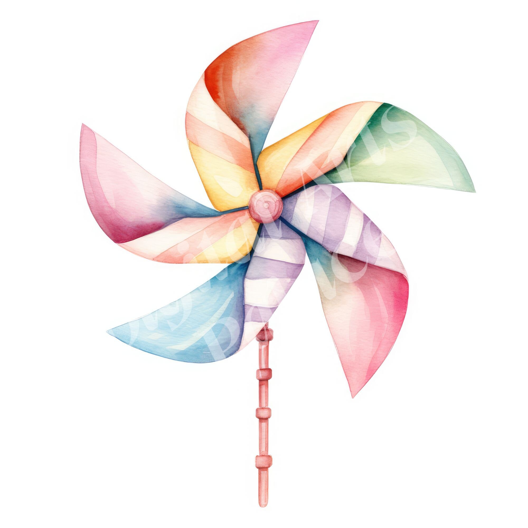 Pinwheel Clipart Bundle - Rainbow Watercolor Pinwheel Clipart - Jpgs ...