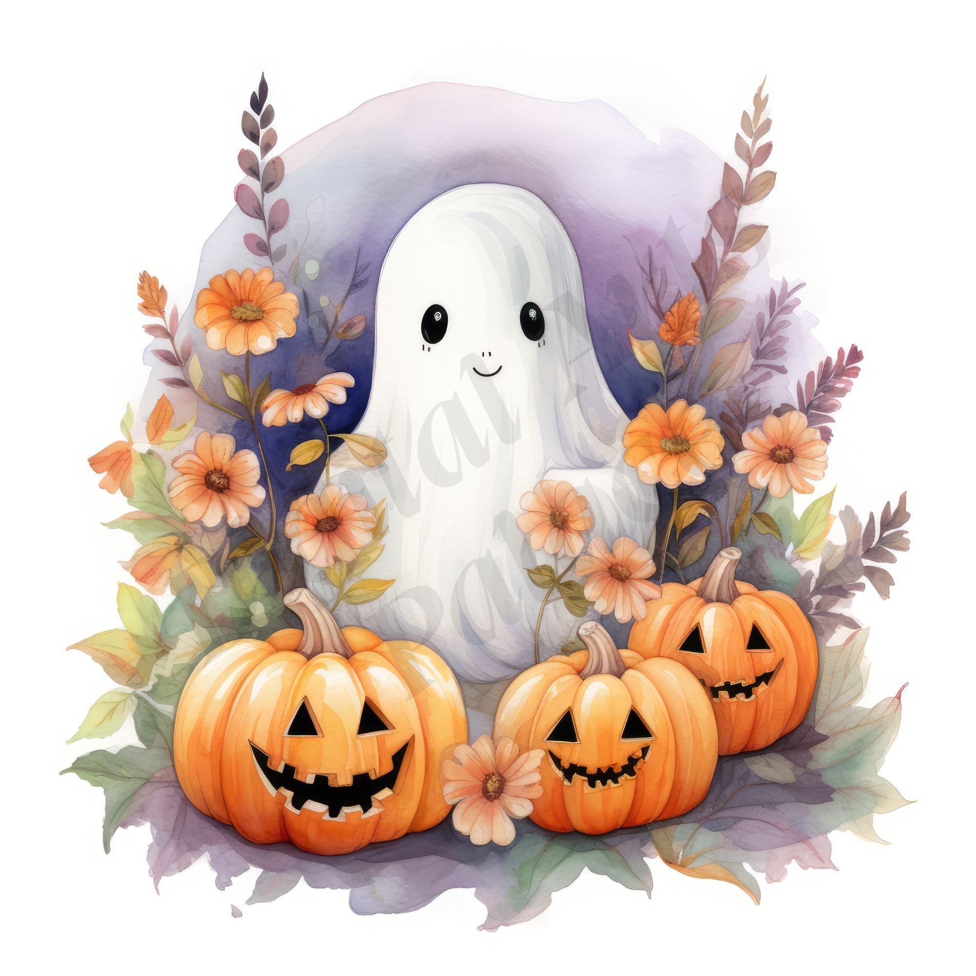 Cute Ghost and Pumpkin Clipart Fall Halloween Clipart Jpgs - Etsy