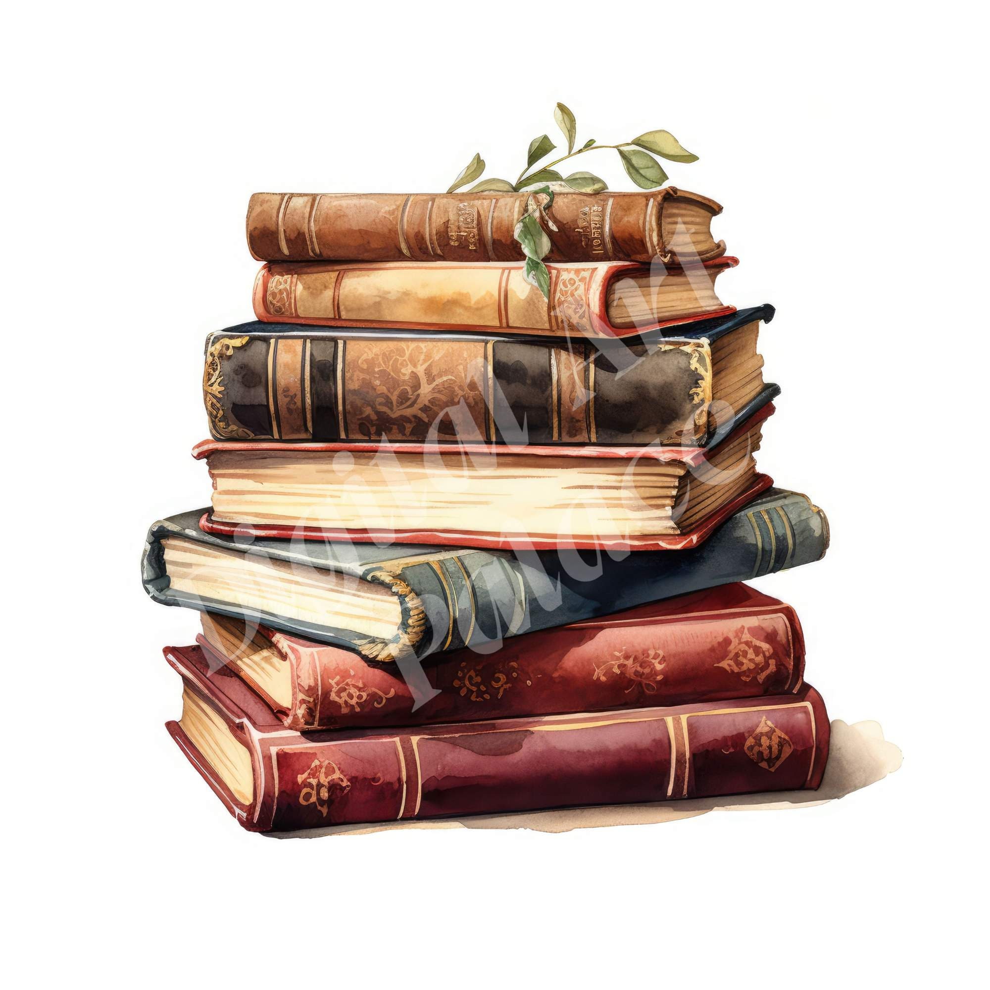 Stack of Books Clipart, Vintage Books Clipart, Jpgs, Instant Digital ...