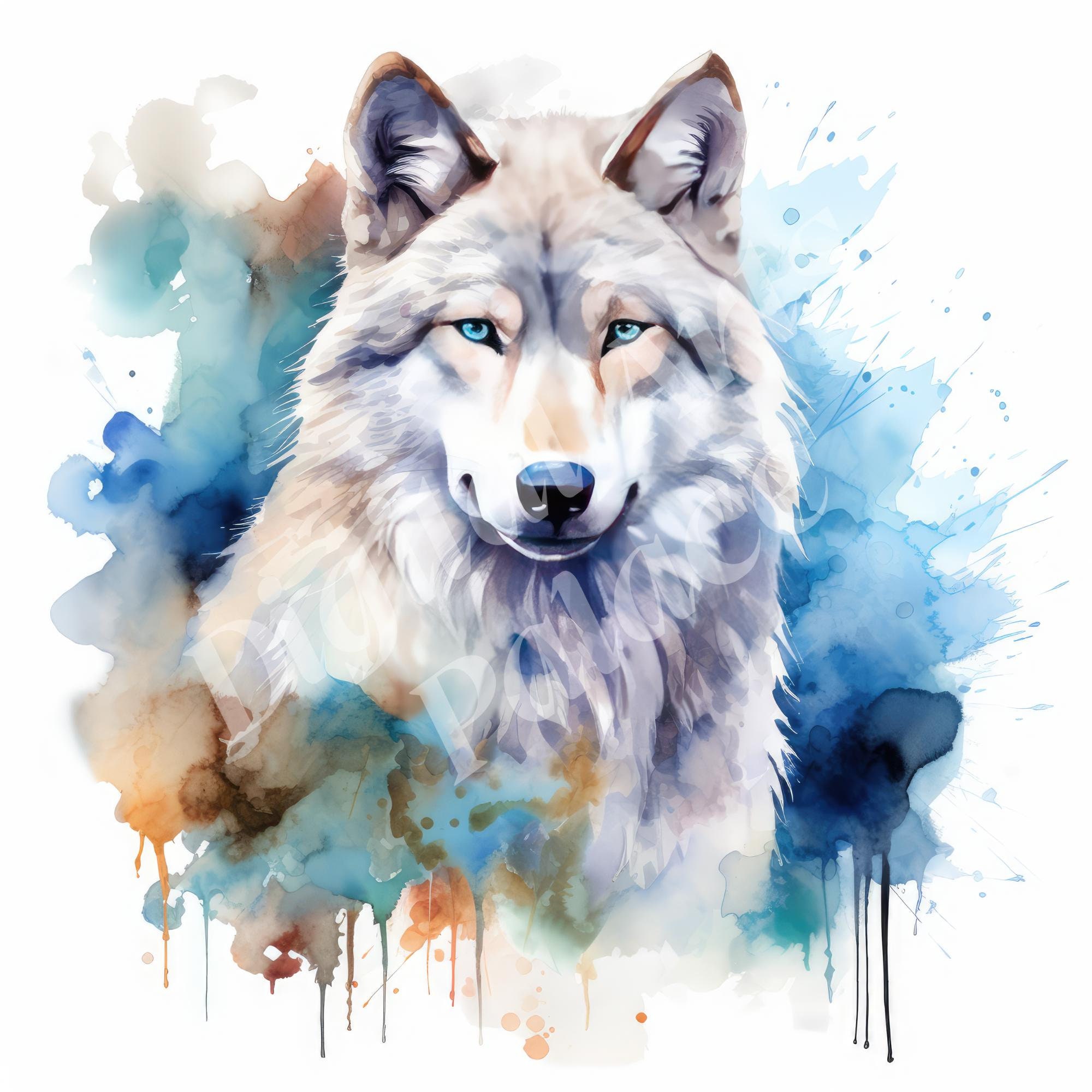 Wolf Clipart, Watercolor Arctic Wolf Clipart, Jpgs, Instant Digital ...