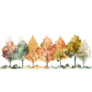 Tree Border Clipart - Trees Watercolor Clipart - Jpgs - Instant Digital ...