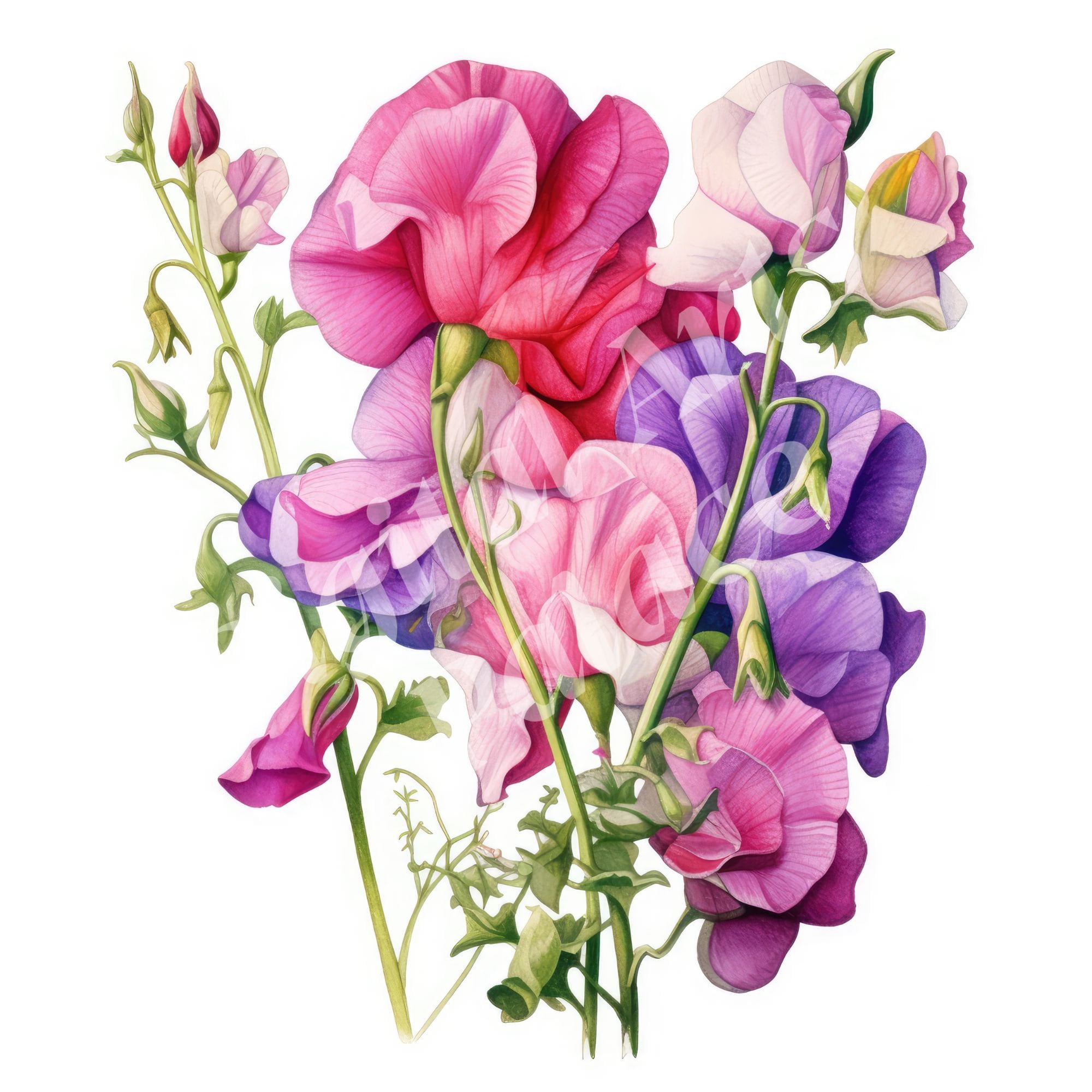 Sweet Peas Clipart April Birth Flower Clipart Pngs Instant - Etsy