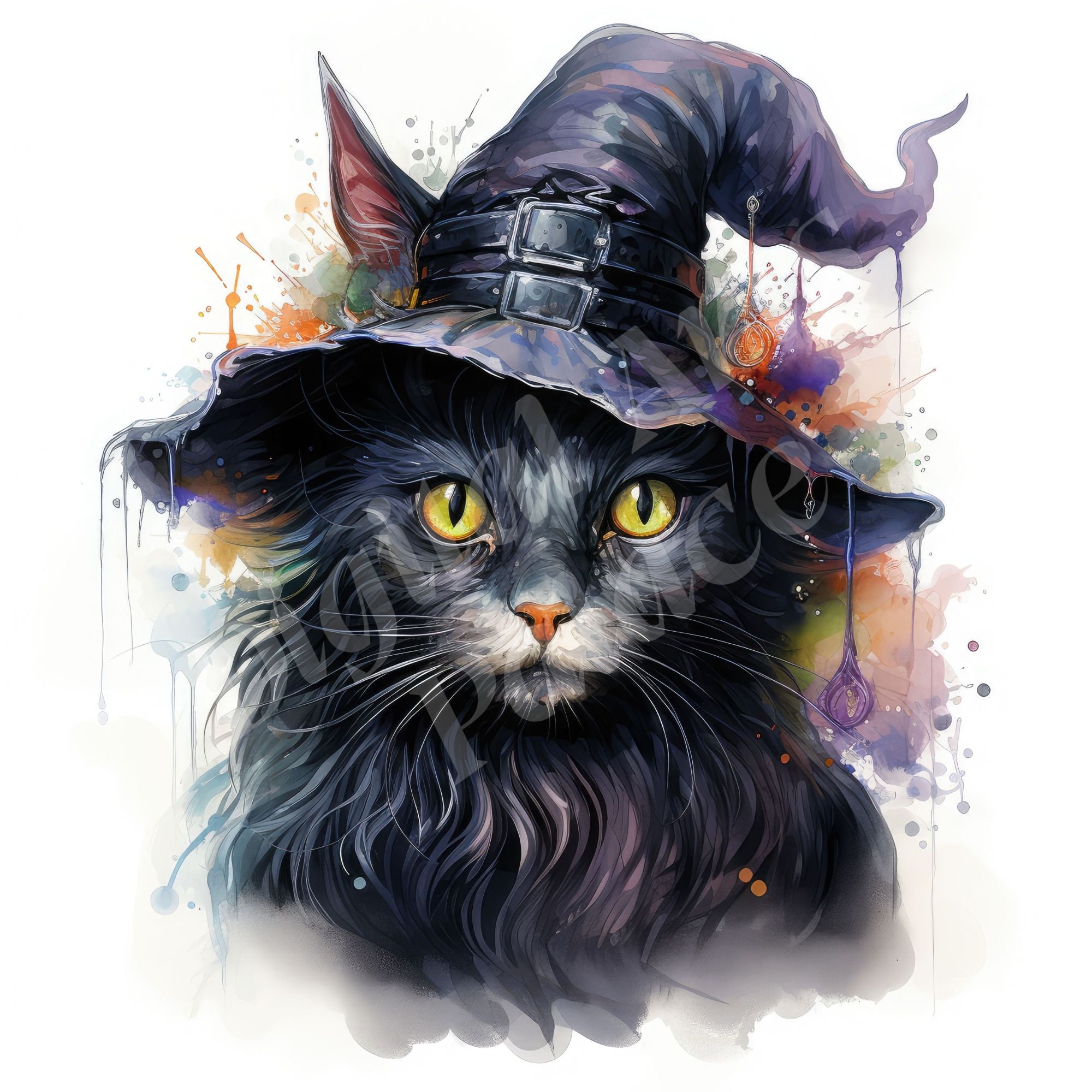 Witch's Cat Clipart Bundle - Fall Halloween Clipart - Jpgs - Instant ...
