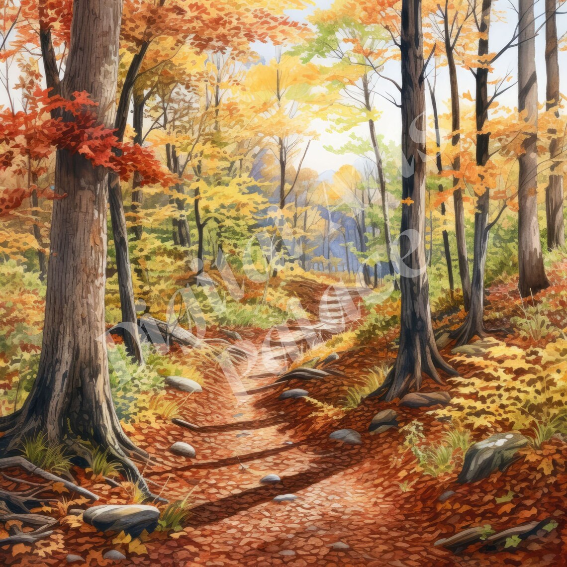 Fall Forest Trail Clipart Autumn Forest Clipart Jpgs - Etsy