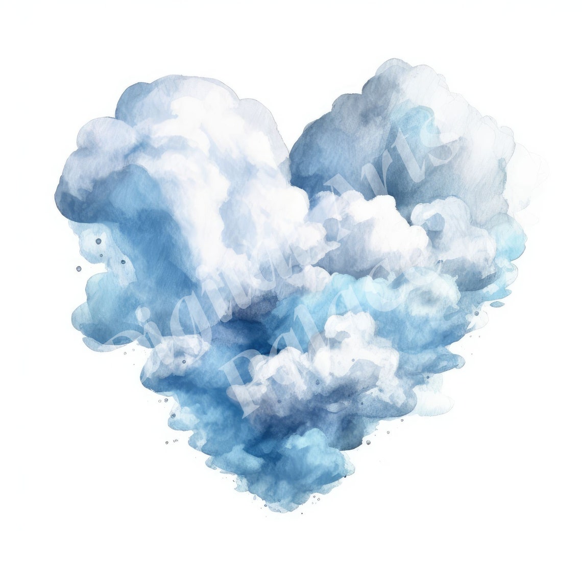 Heart Cloud Clipart, Cloud Clipart, Jpgs, Instant Digital Download ...
