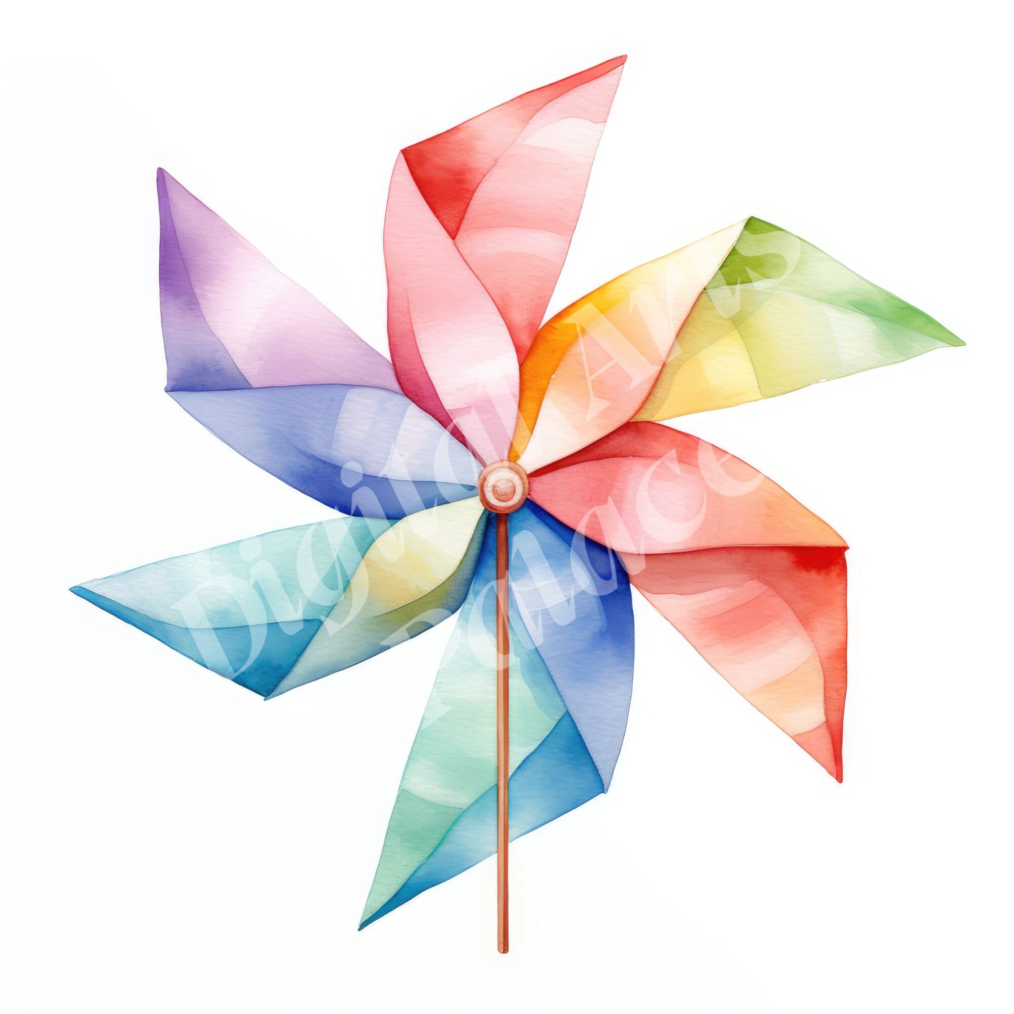 Pinwheel Clipart Bundle Rainbow Watercolor Pinwheel Clipart - Etsy