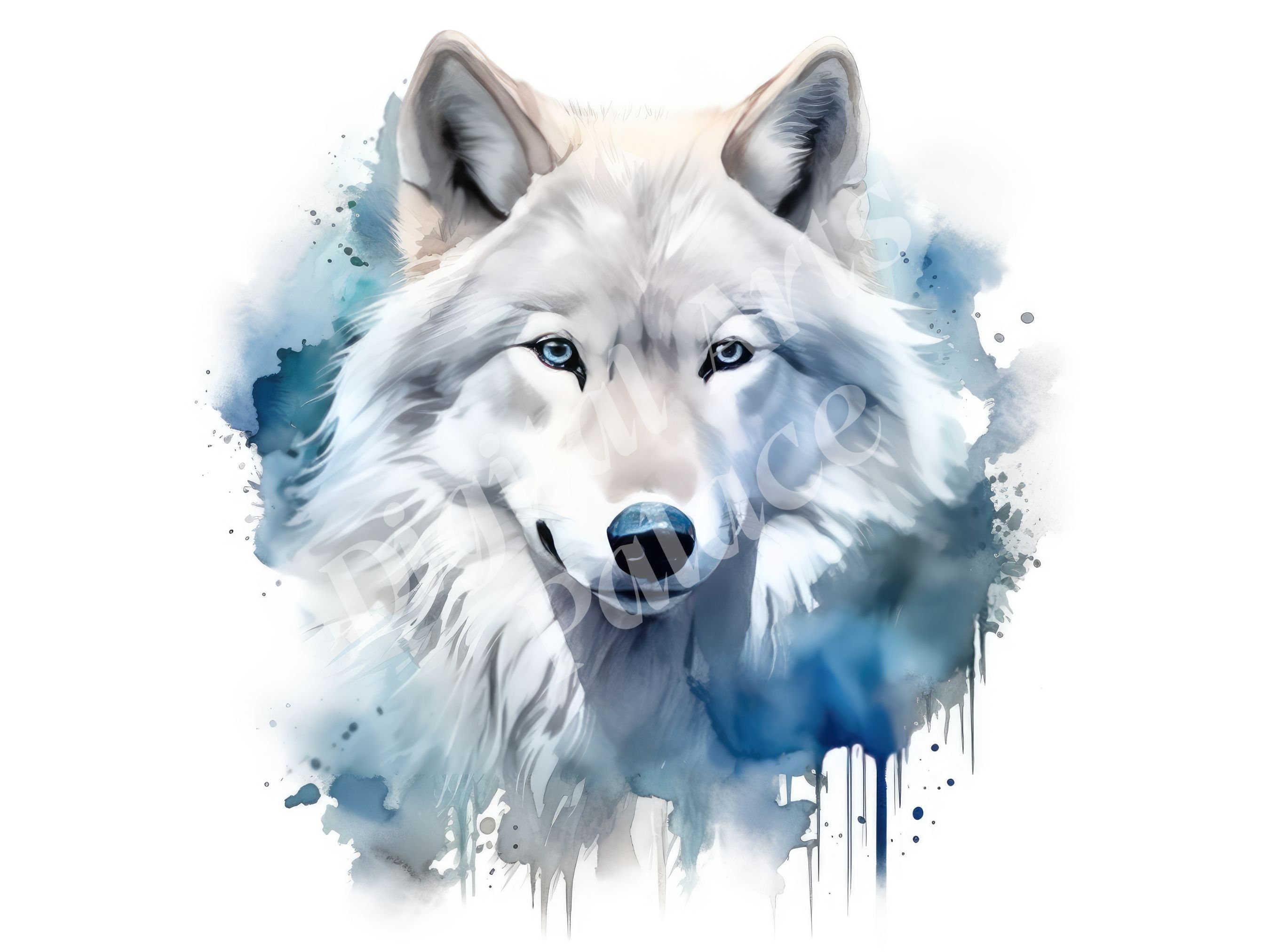 Wolf Clipart, Watercolor Arctic Wolf Clipart, Jpgs, Instant Digital ...