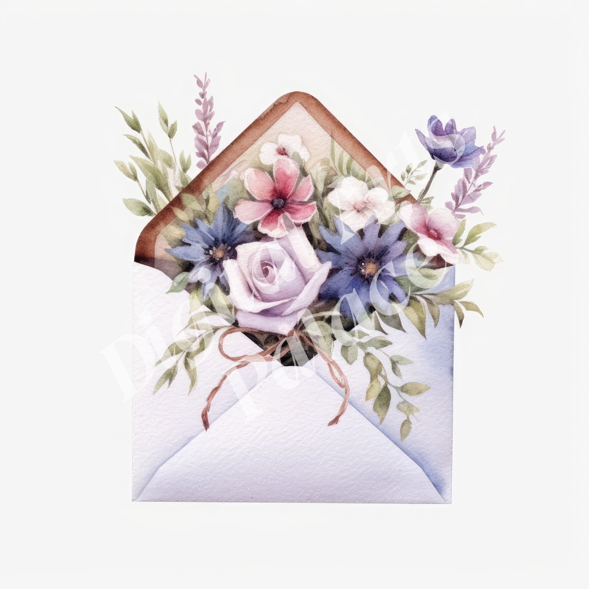 Flowers in Envelope Clipart, Watercolor Floral Clipart, Jpgs, Instant ...