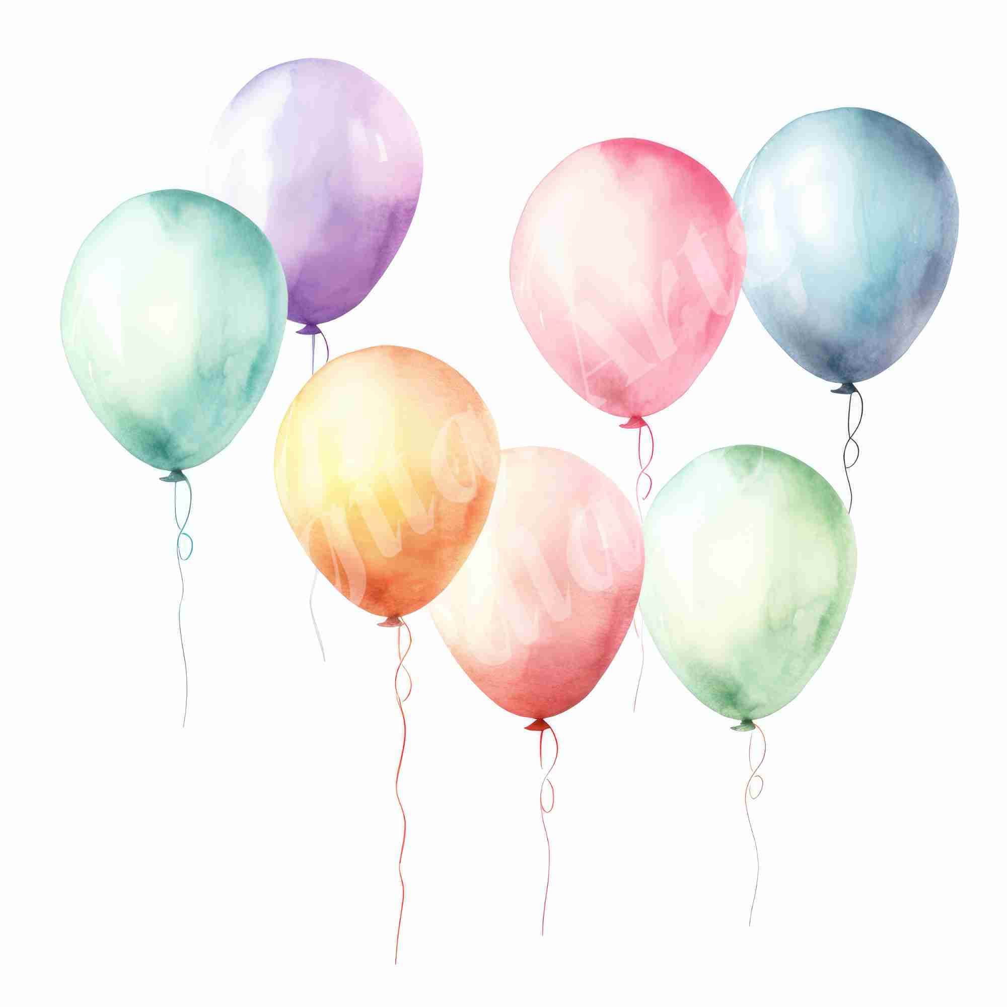 Luftballons Clipart, Aquarell Luftballons Clipart, JPGs, sofortiger ...