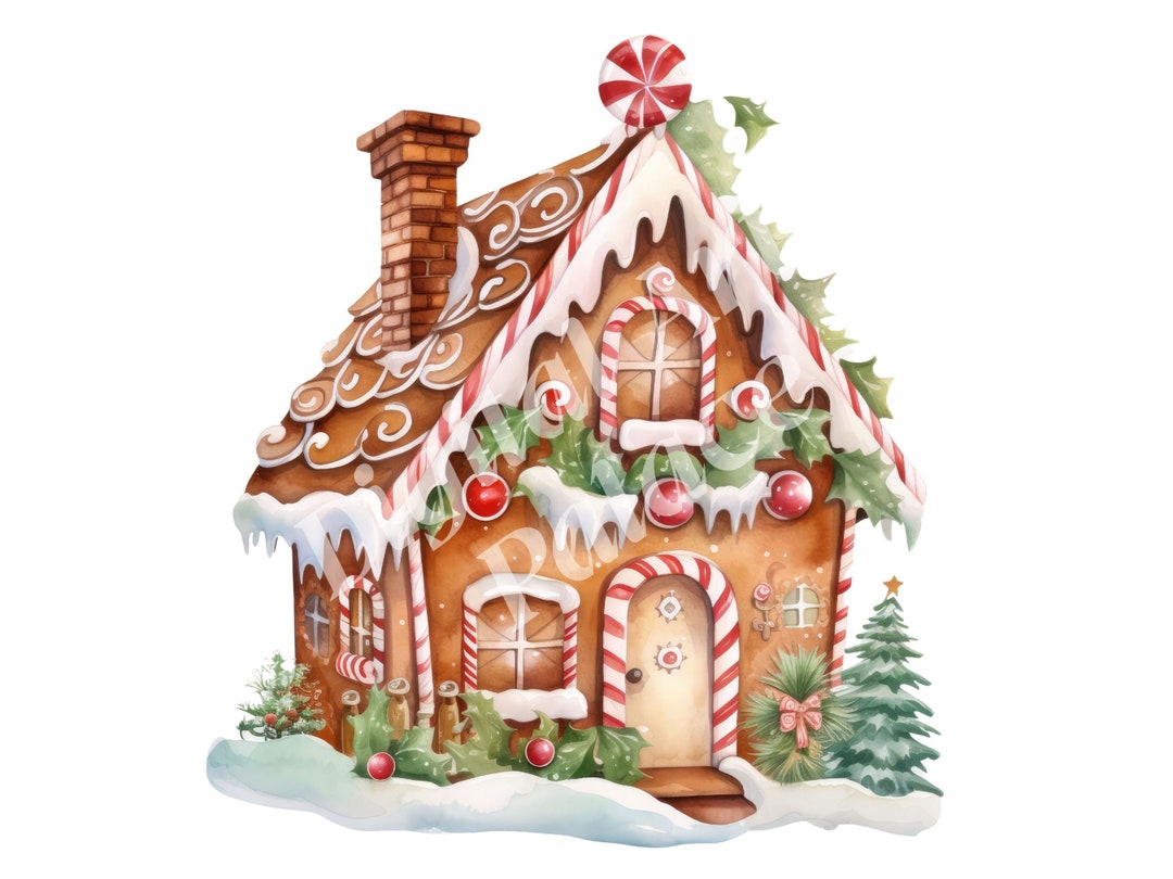 Gingerbread House Clipart - Christmas Clipart - Jpgs - Instant Digital ...