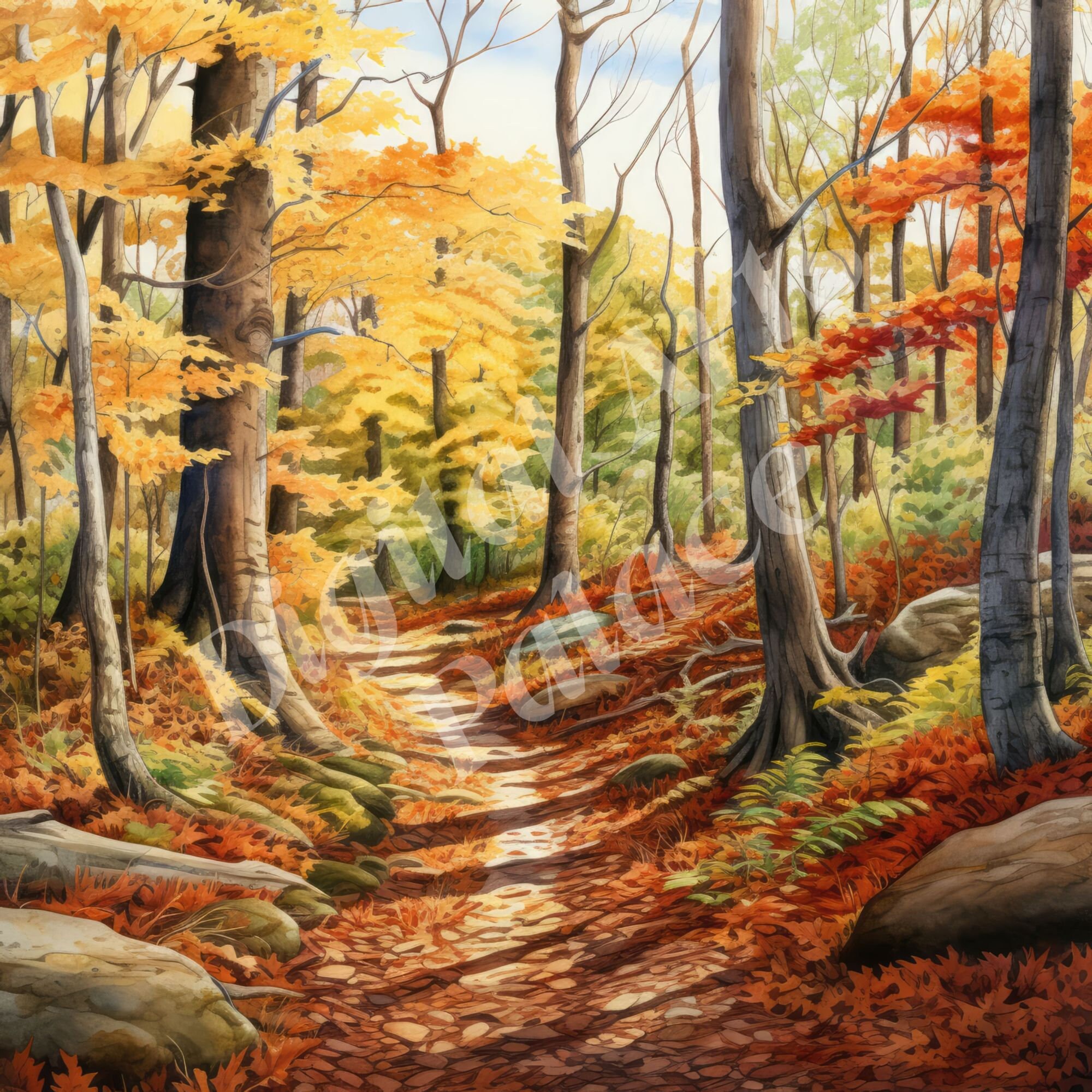 Fall Forest Trail Clipart Autumn Forest Clipart Jpgs - Etsy