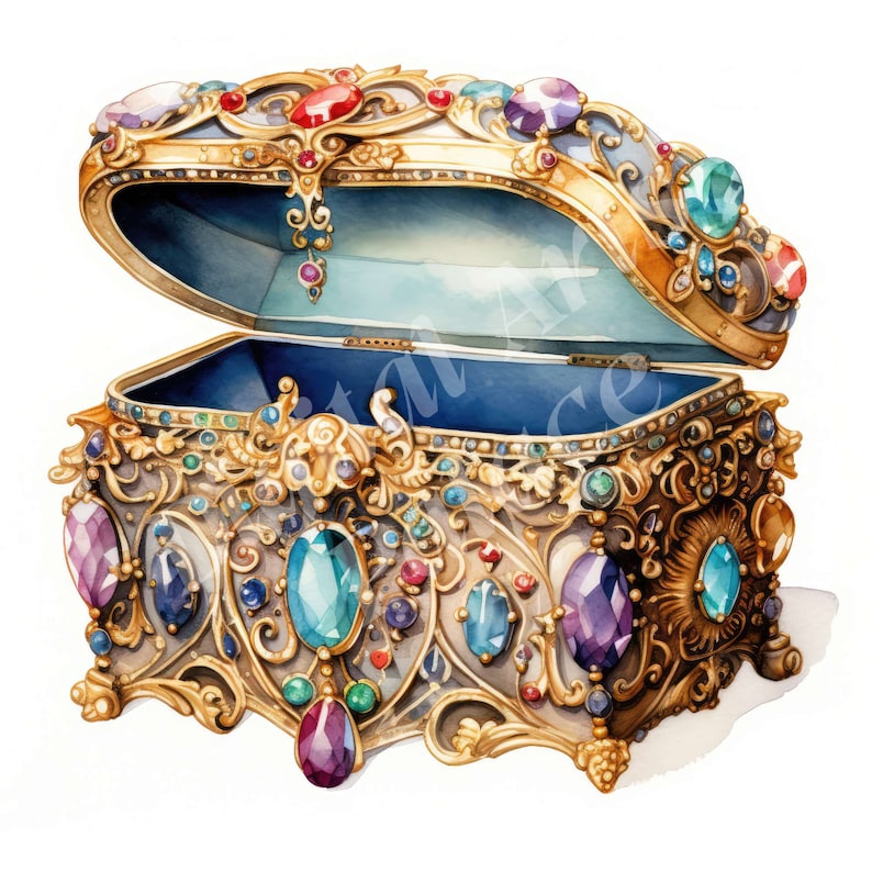 Jewelry Box Clipart, Vintage Jewelry Box Clipart, Instant Digital ...