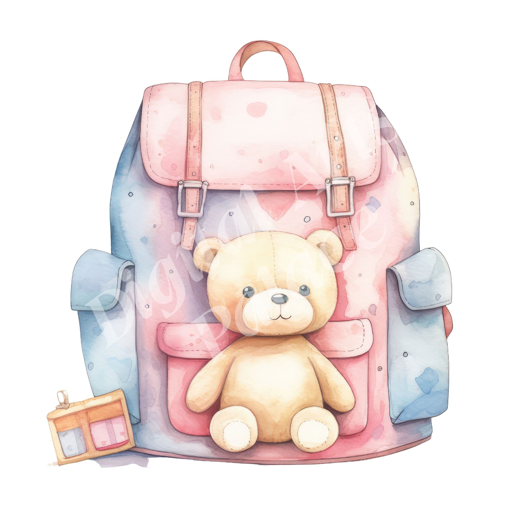 Backpack Clipart, Watercolor School Backpack Clipart, Jpgs, Instant ...