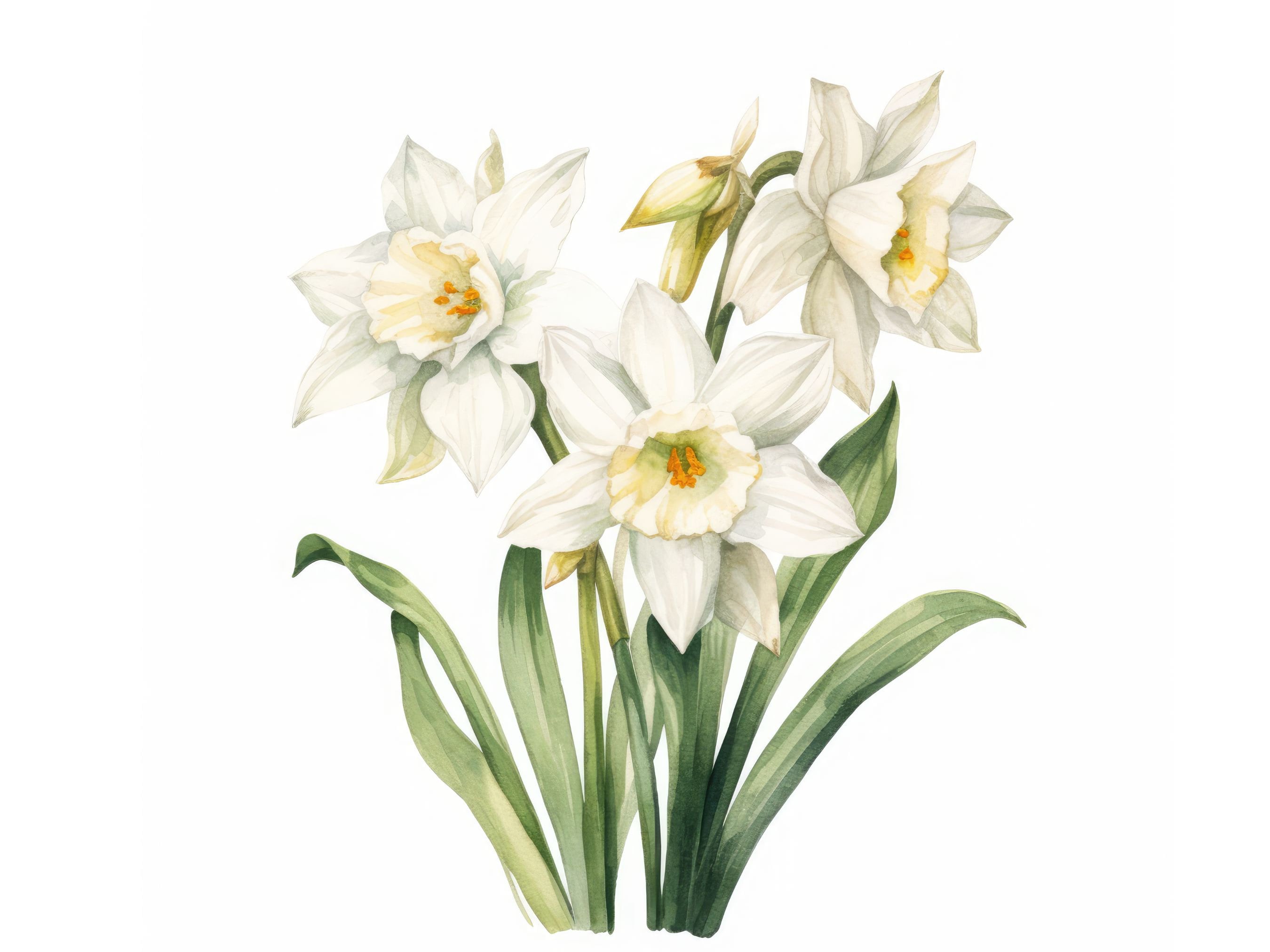 Narcissus Clipart, December Birth Flower Clipart, Jpgs, Instant Digital ...