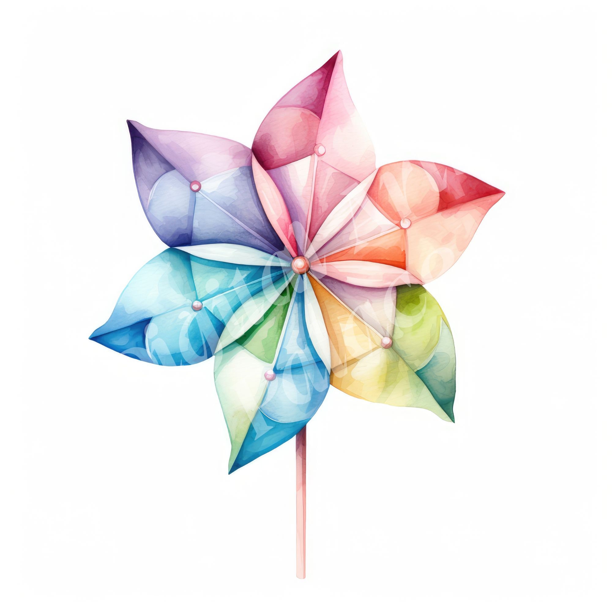 Pinwheel Clipart Bundle Rainbow Watercolor Pinwheel Clipart - Etsy