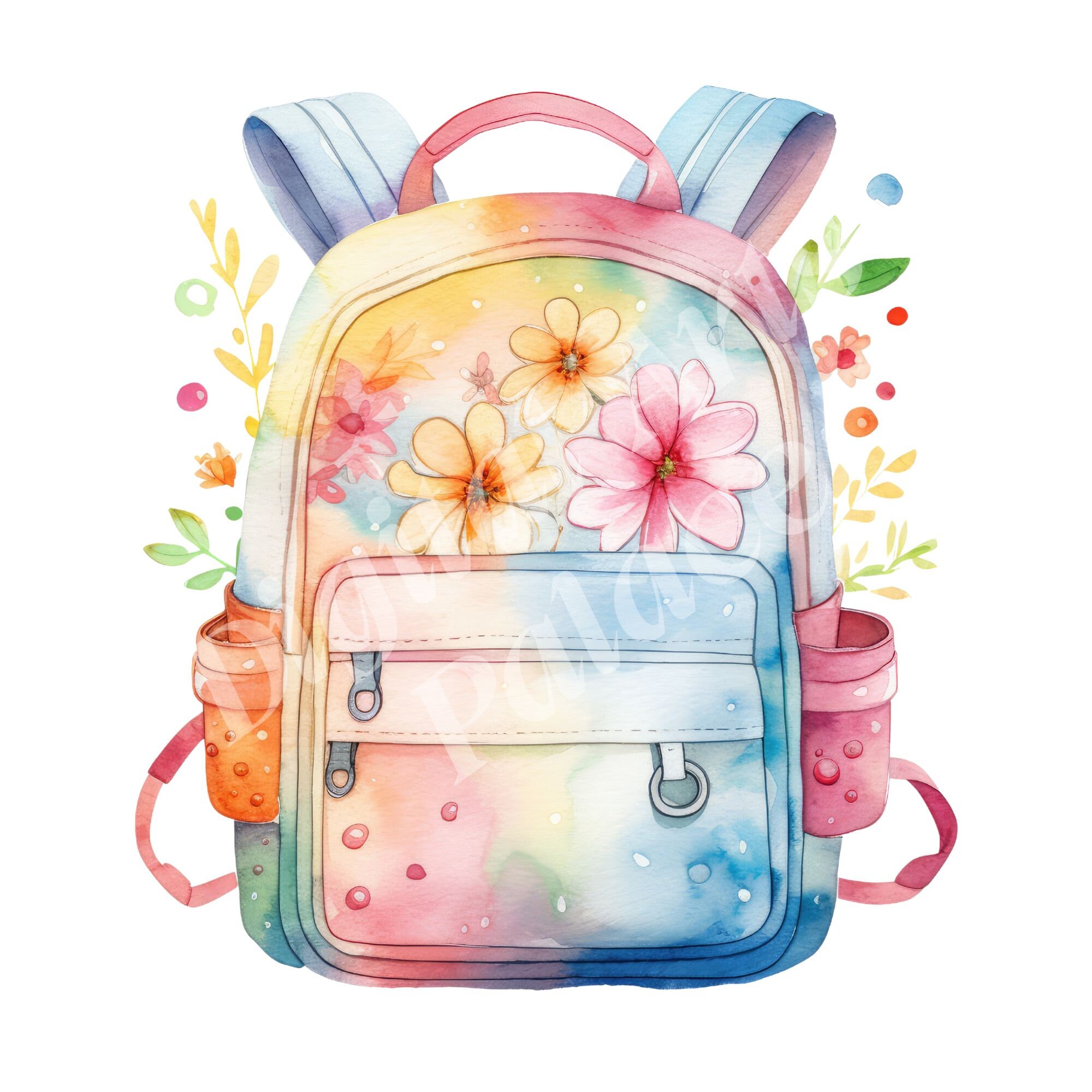 Backpack Clipart, Watercolor School Backpack Clipart, Jpgs, Instant ...