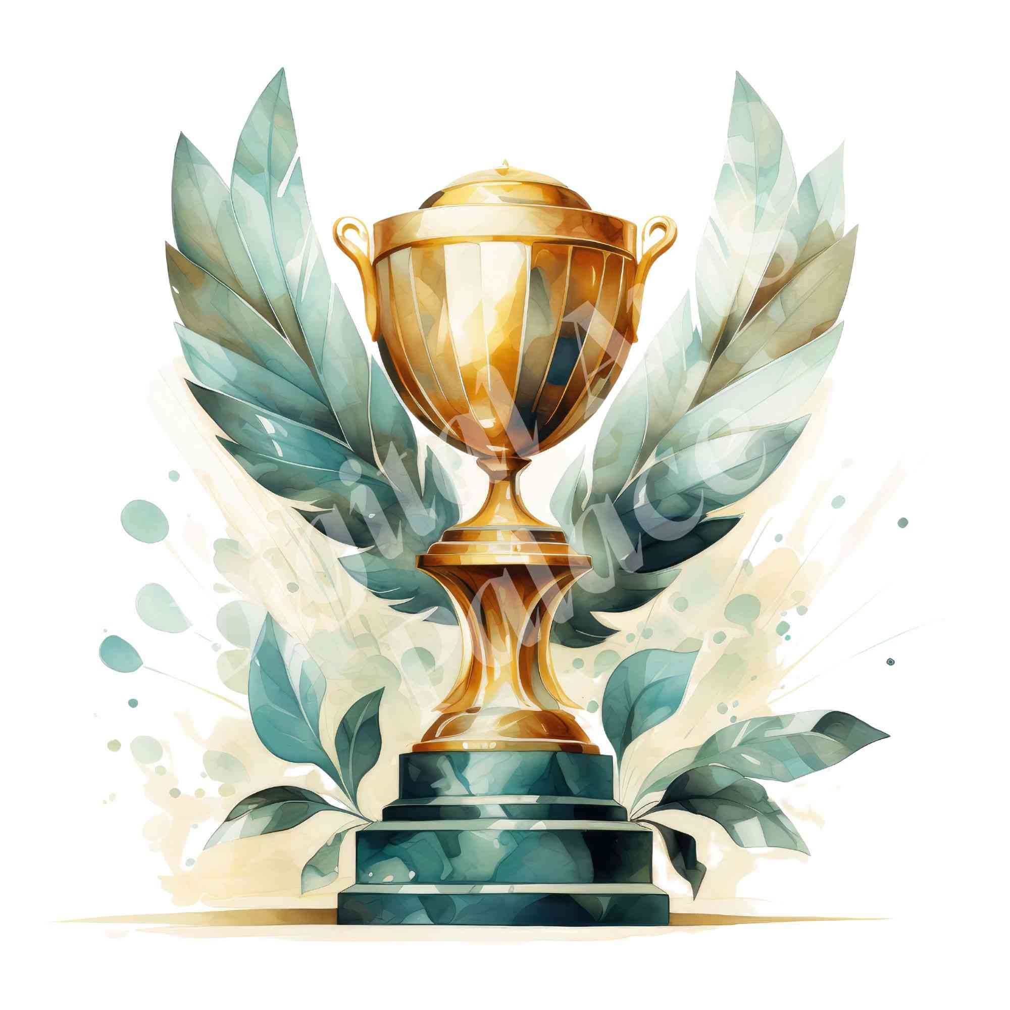 Trophy Clipart, Watercolor Award Clipart, Jpgs, Instant Digital ...
