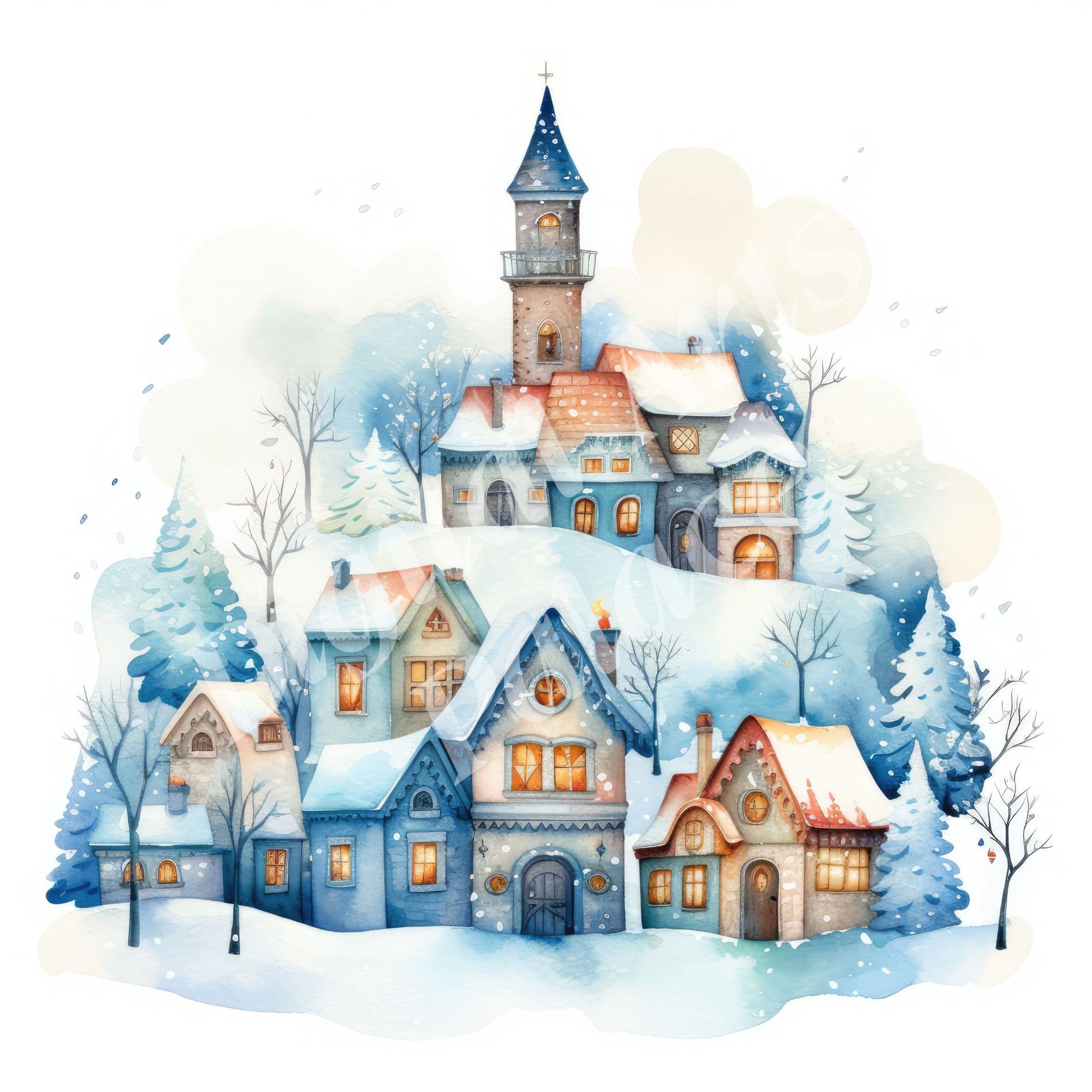 Winter Village Clipart Christmas Village Clipart Jpgs - Etsy