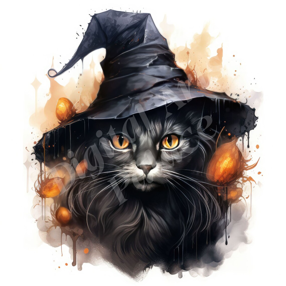 Witch's Cat Clipart Bundle - Fall Halloween Clipart - Jpgs - Instant ...