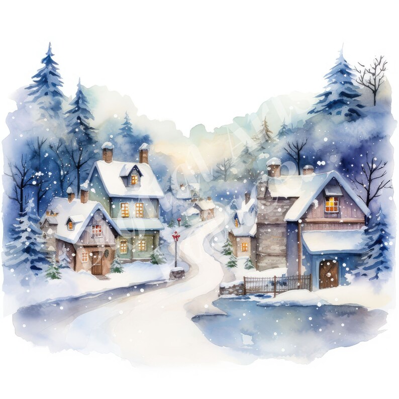 Winter Village Clipart Christmas Village Clipart Jpgs - Etsy UK