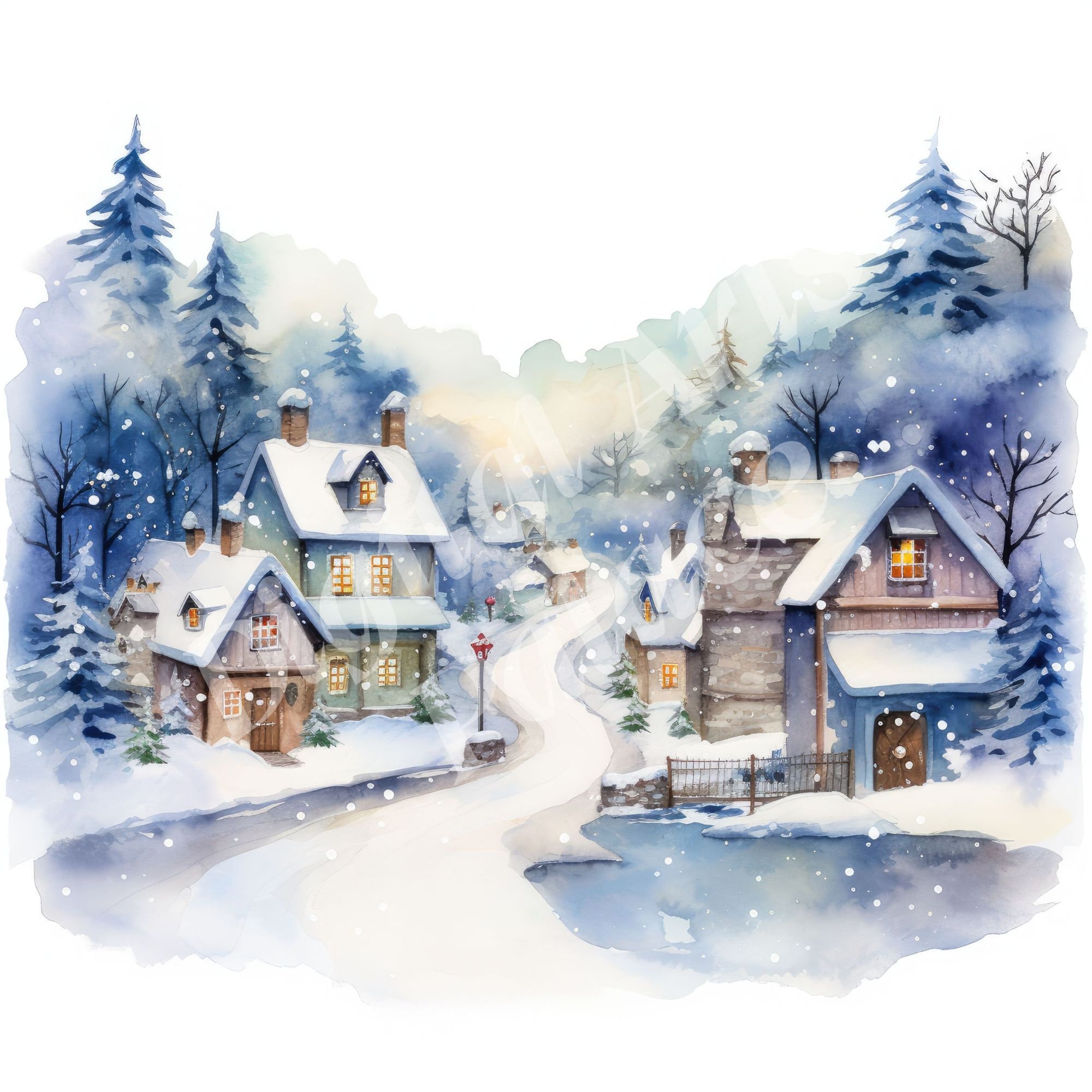 Winter Village Clipart Christmas Village Clipart Jpgs - Etsy UK