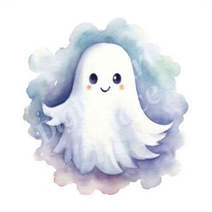 Cute Ghost Clipart Bundle - Halloween Watercolor Clipart - Jpgs ...