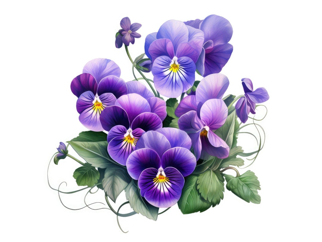 Violets Clipart, February Birth Flower Clipart, Jpgs, Digital Download ...