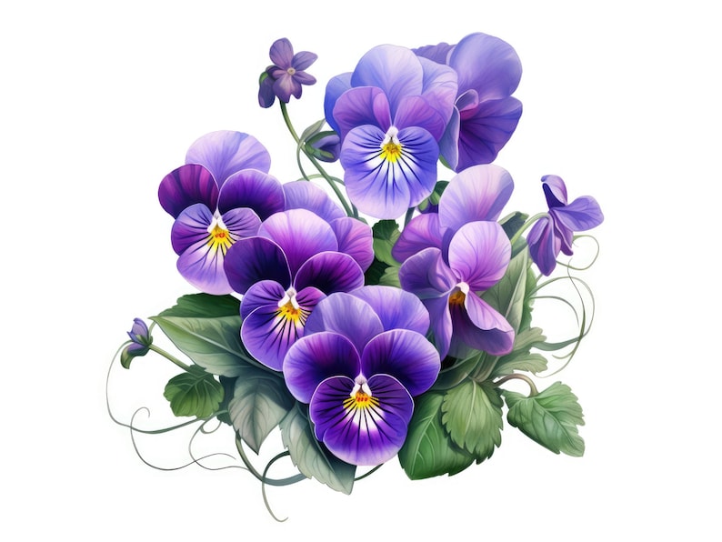Violets Clipart, February Birth Flower Clipart, Jpgs, Digital Download ...