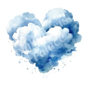 Heart Cloud Clipart, Cloud Clipart, Jpgs, Instant Digital Download ...
