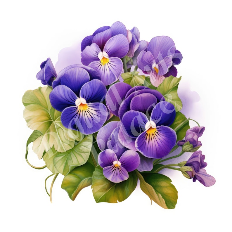 Violets Clipart, February Birth Flower Clipart, Jpgs, Digital Download ...