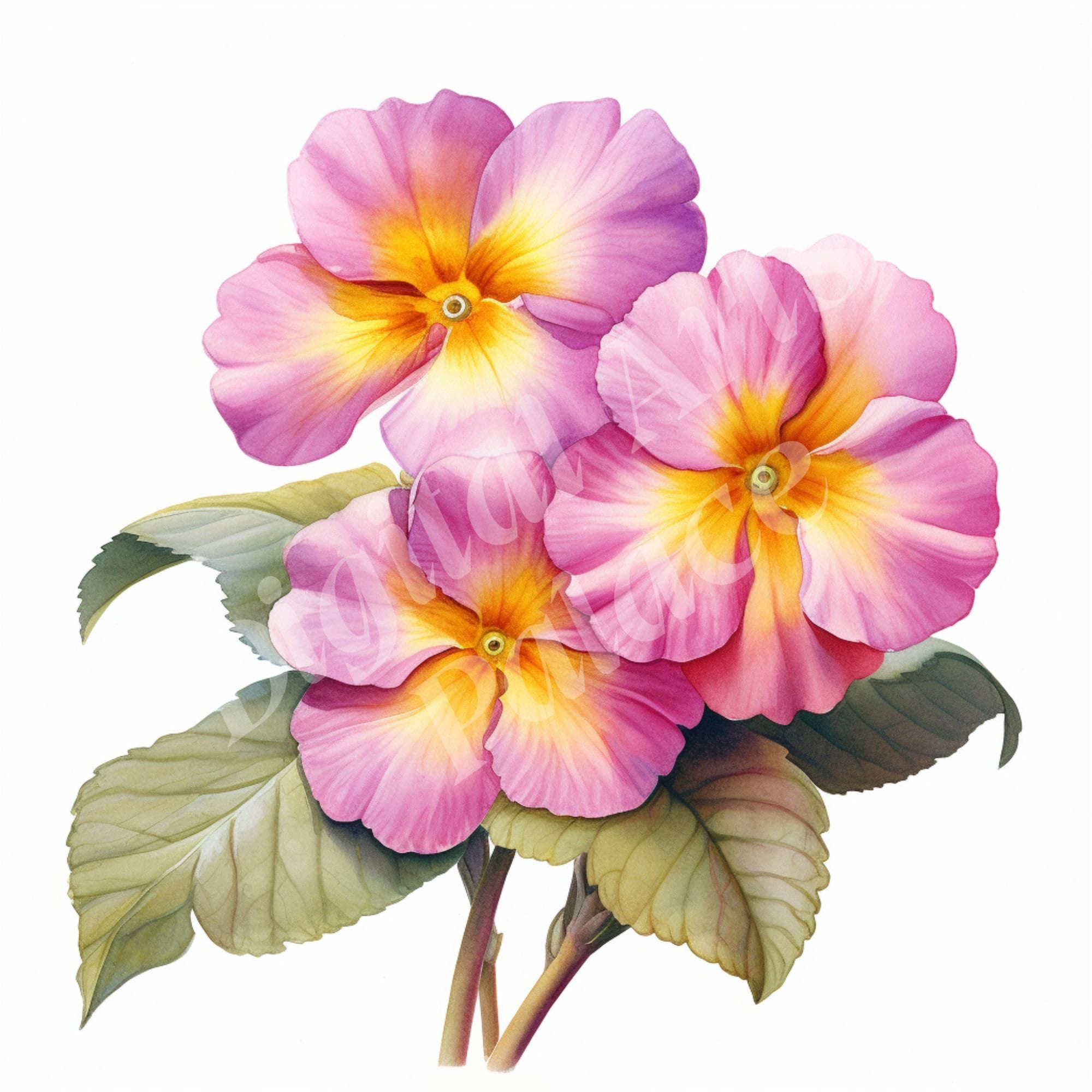 Primrose Clipart, February Birth Flower Clipart, Jpgs, Digital Download ...