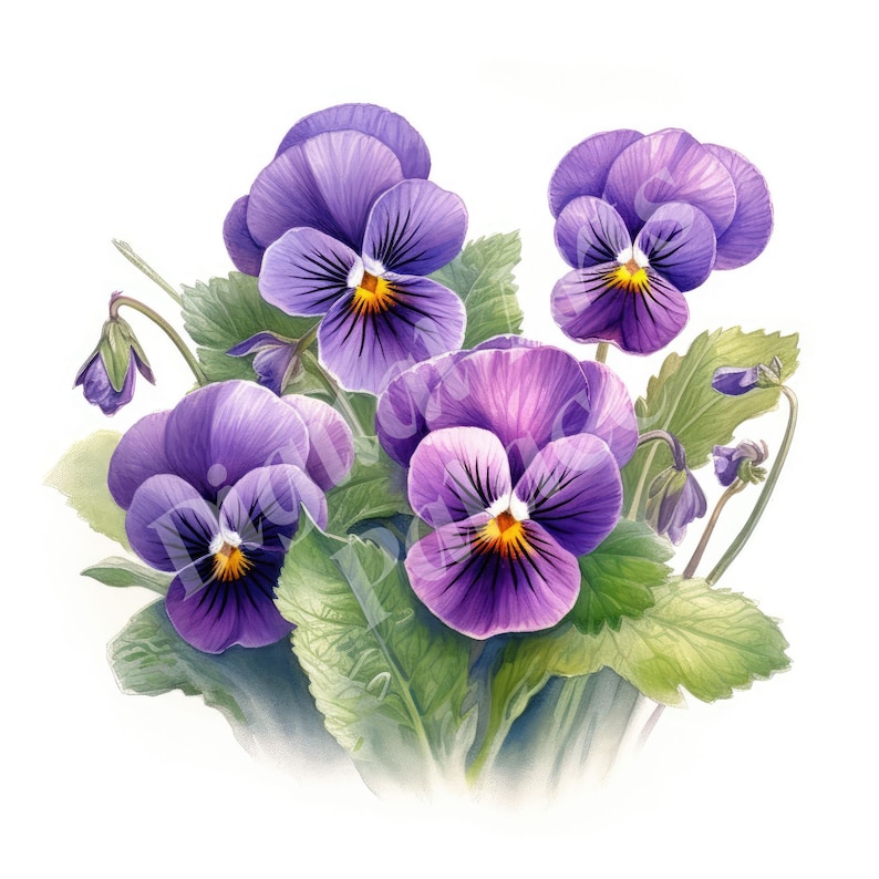 Violets Clipart, February Birth Flower Clipart, Jpgs, Digital Download ...
