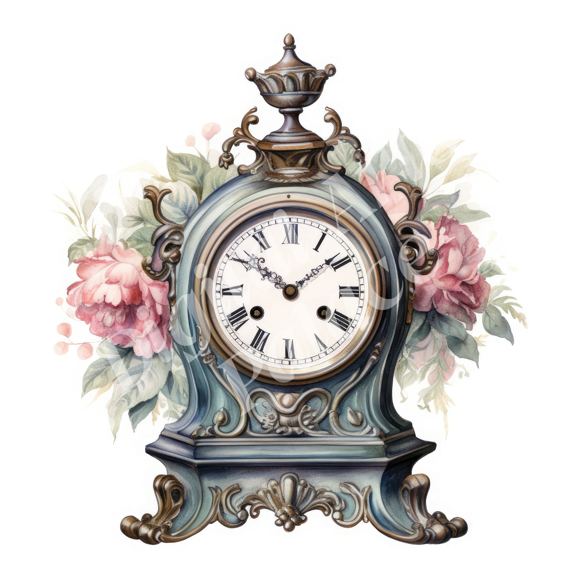 Vintage Clock Clipart, Antique Clock Clipart, Jpgs, Instant Digital ...