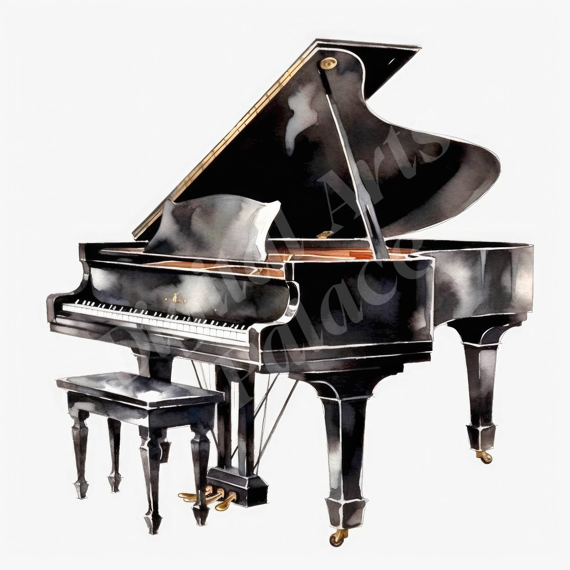 Piano Clipart, Vintage Piano Clipart, Jpgs, Instant Digital Download ...