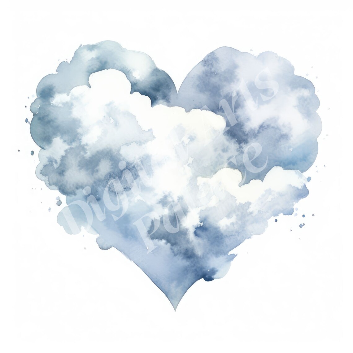 Heart Cloud Clipart, Cloud Clipart, Jpgs, Instant Digital Download ...