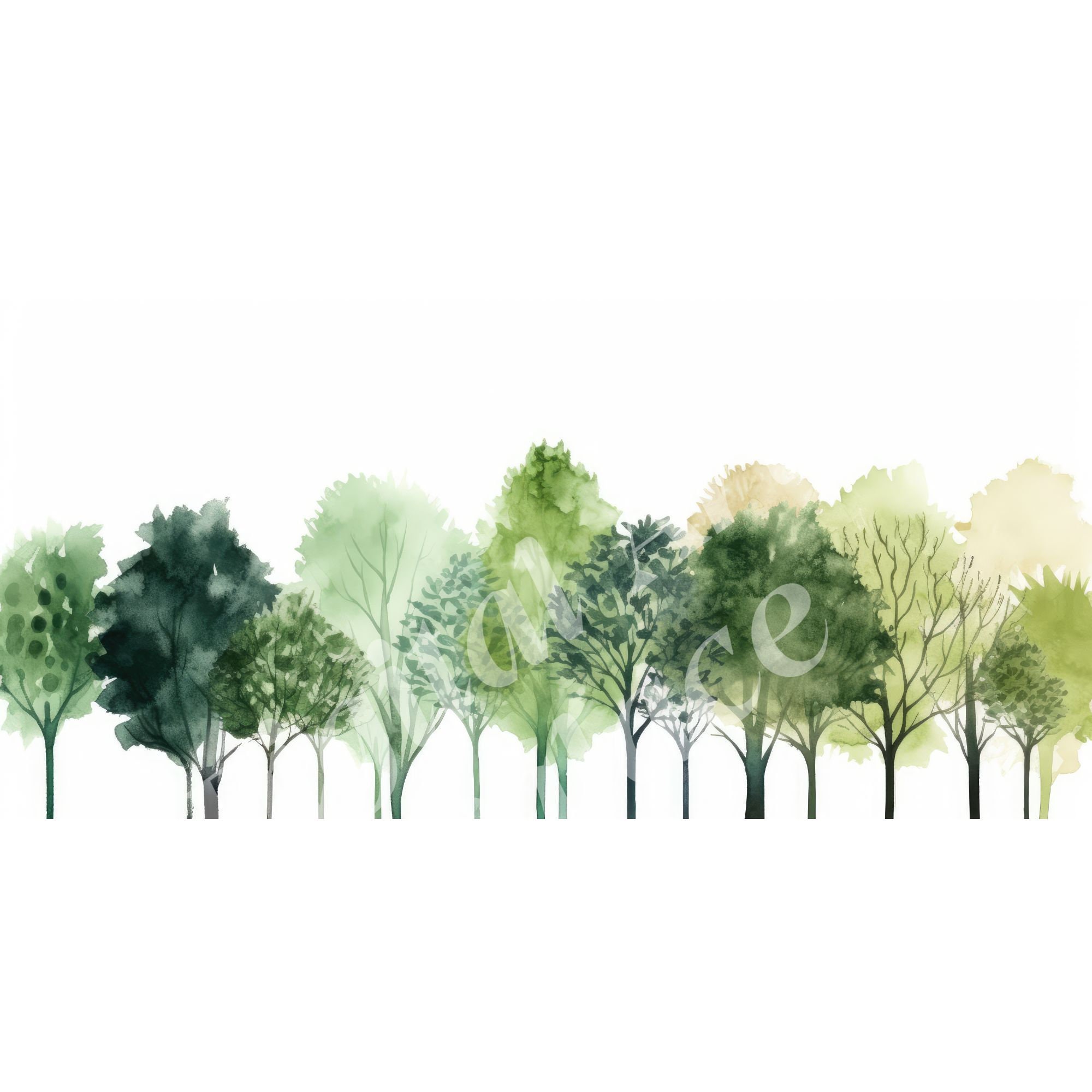 Tree Border Clipart - Trees Watercolor Clipart - Jpgs - Instant Digital ...