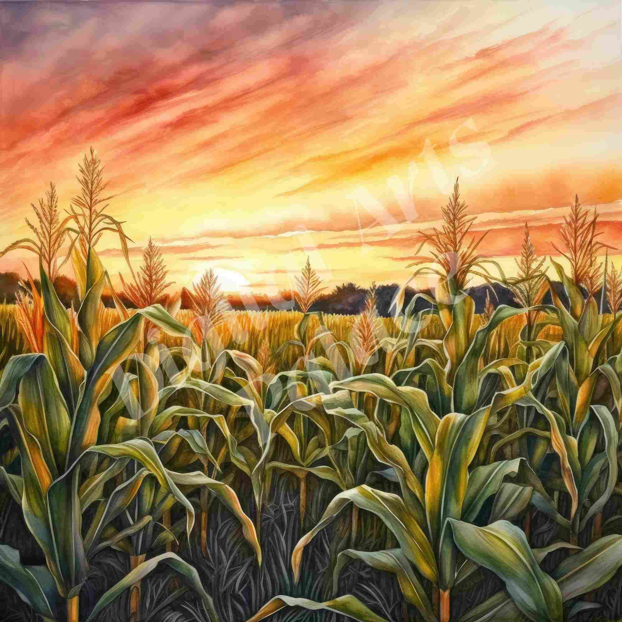 Corn Field Clipart Bundle Sunset Clipart Jpgs Instant Digital Download ...