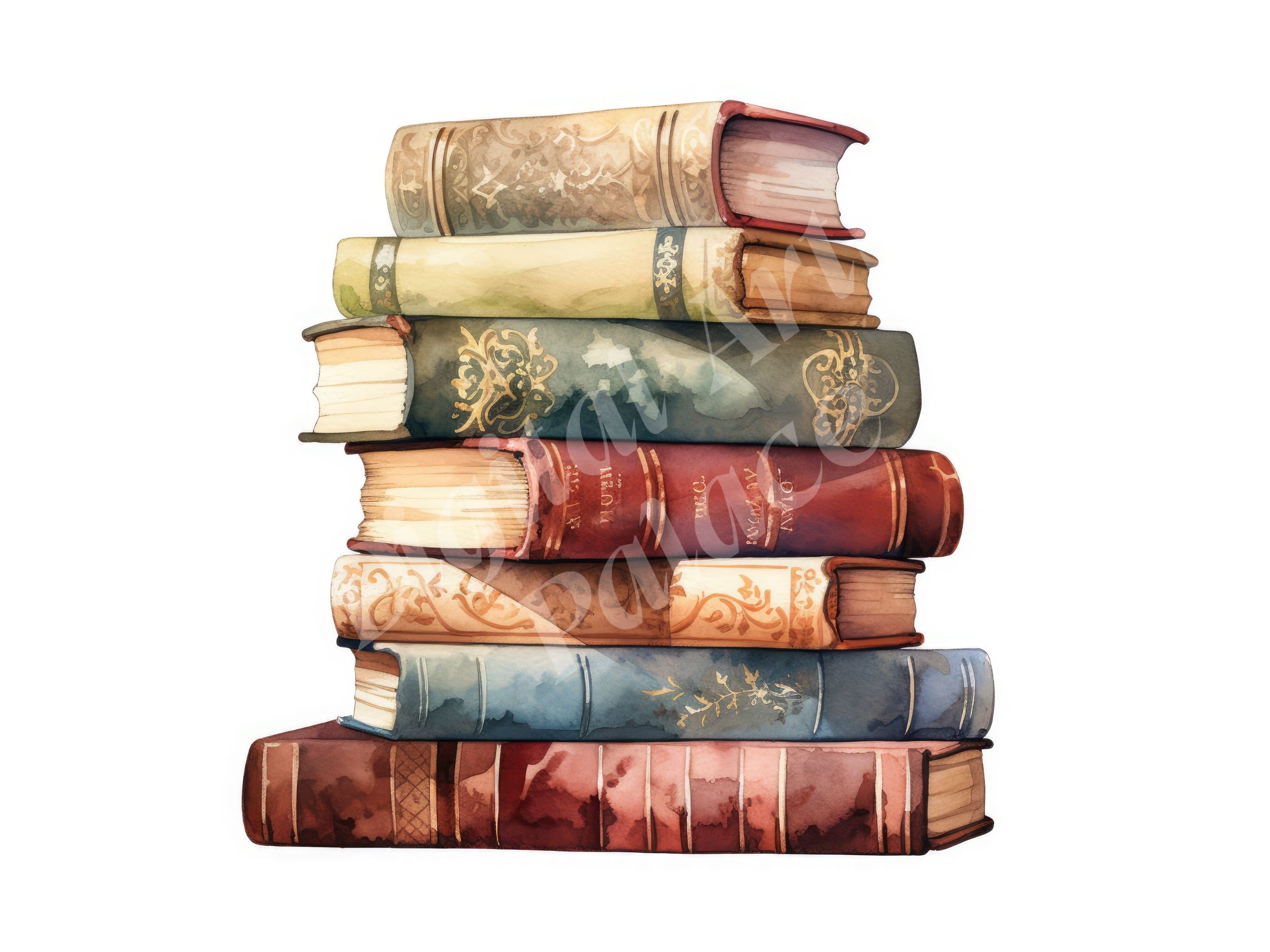 Stack of Books Clipart, Vintage Books Clipart, Jpgs, Instant Digital ...