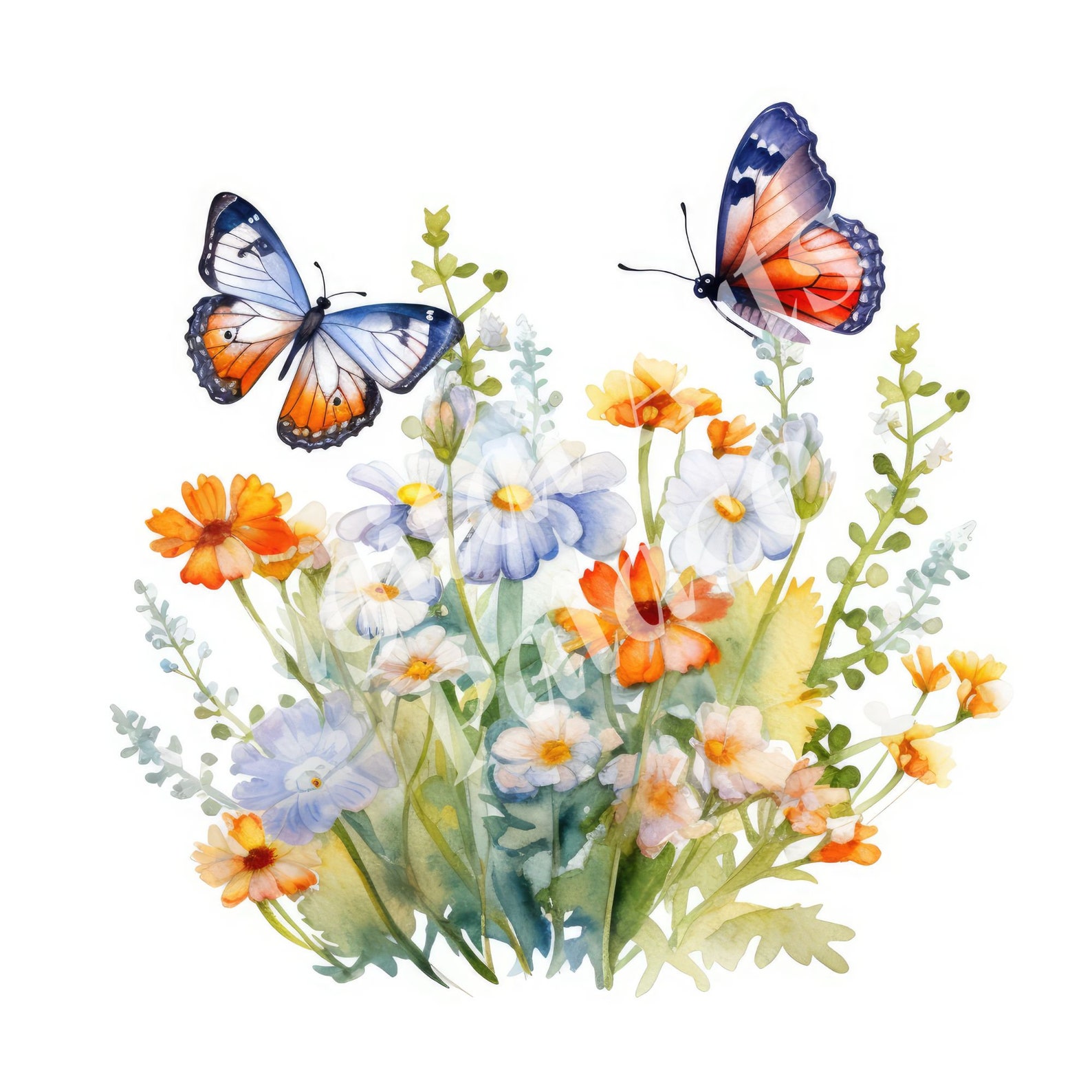 Butterfly & Flower Clipart, Butterfly With Flower Clipart, Jpgs ...