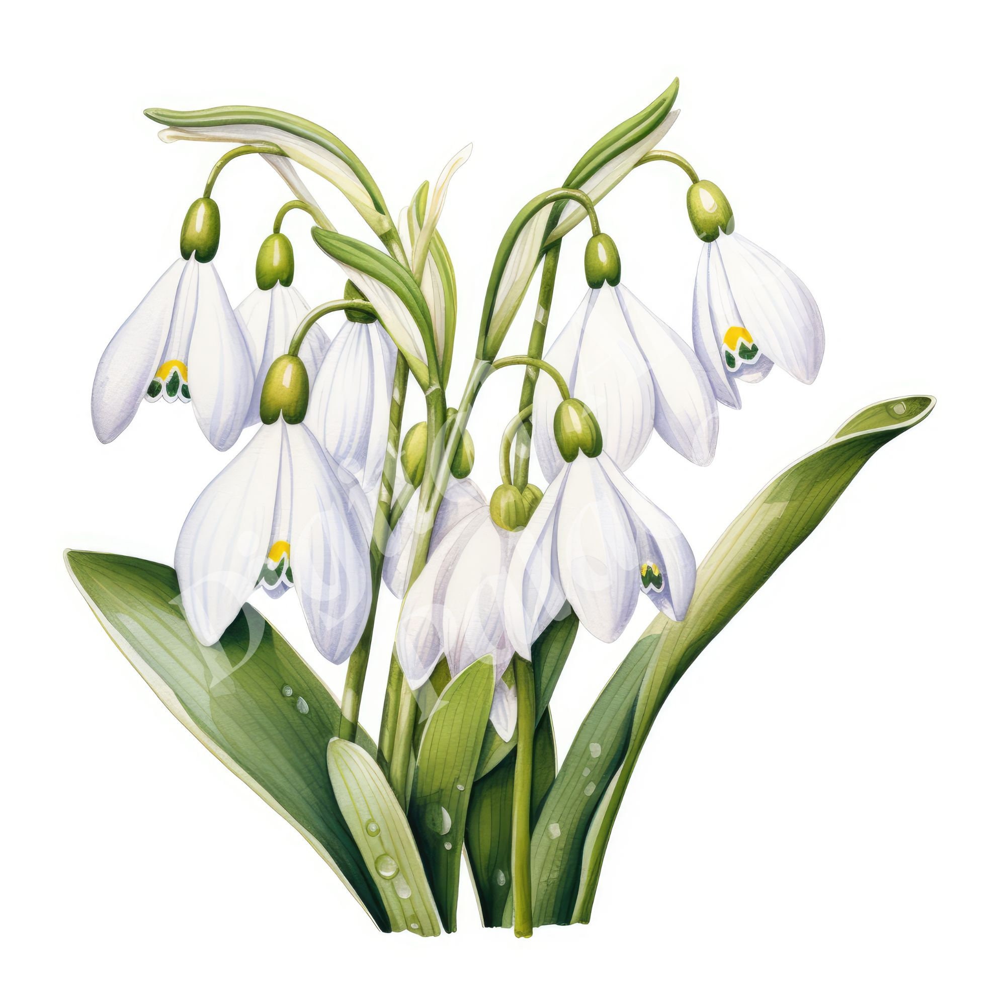 Snowdrops Clipart, January Birth Flower Clipart, Jpgs, Digital Download ...