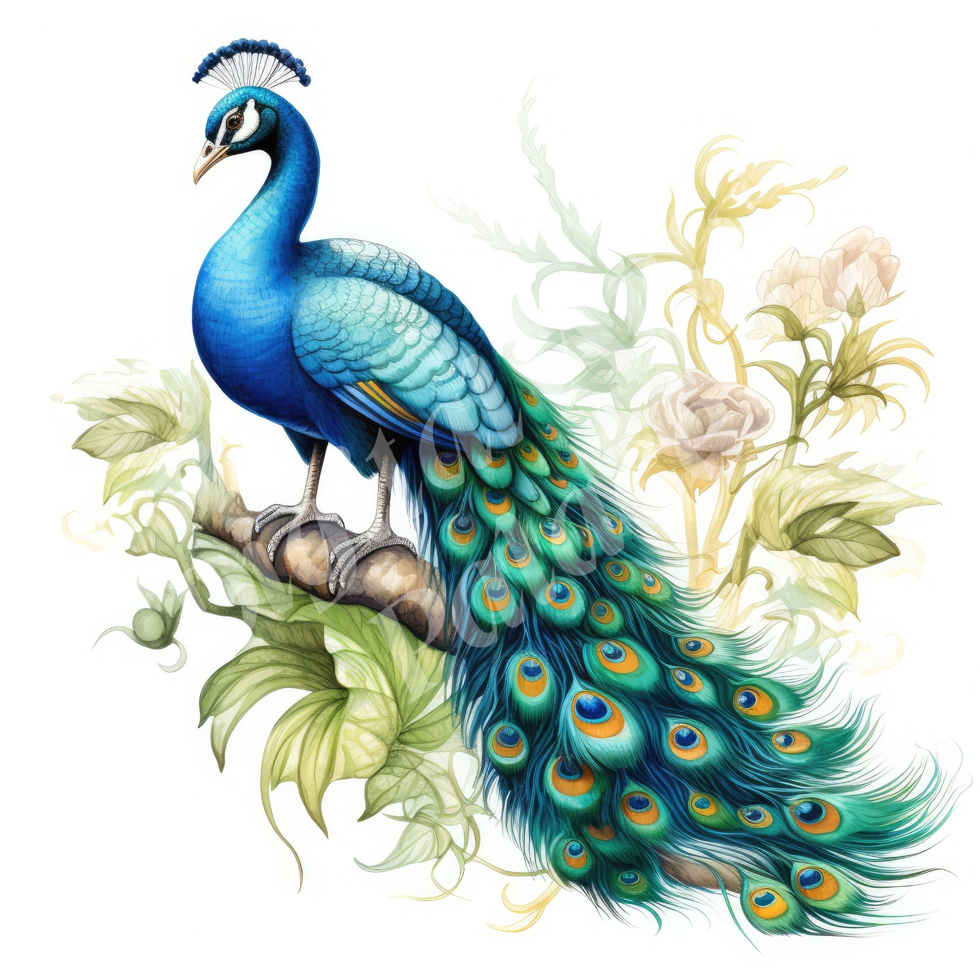 Peacock Clipart Bird Clipart Jpgs Instant Digital - Etsy