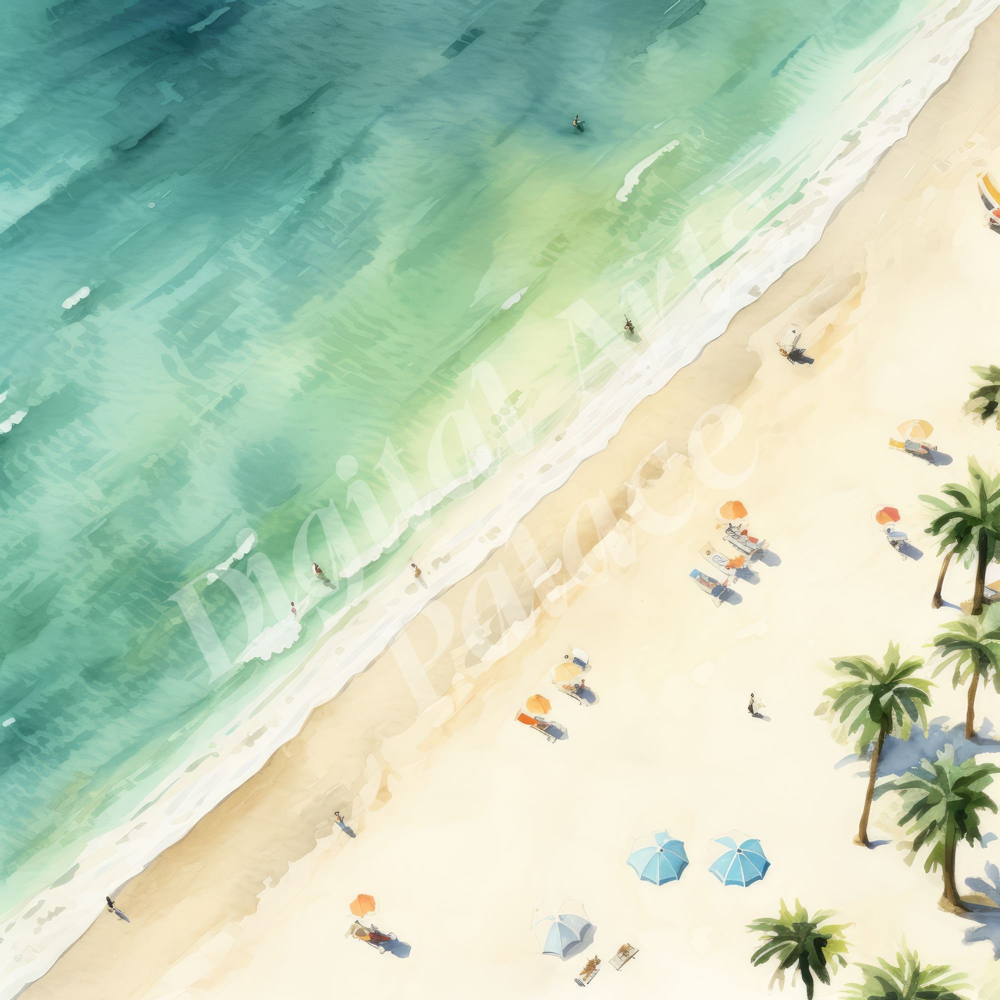 Beach Clipart, Watercolor Beach Clipart, Jpgs, Instant Digital Download ...