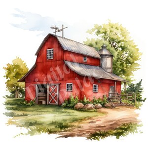Red Barn Clipart Bundle - Farm Clipart - Jpgs - Instant Digital ...