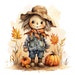 Cute Scarecrow Clipart Bundle, Fall Autumn Thanksgiving Clipart, Jpgs ...
